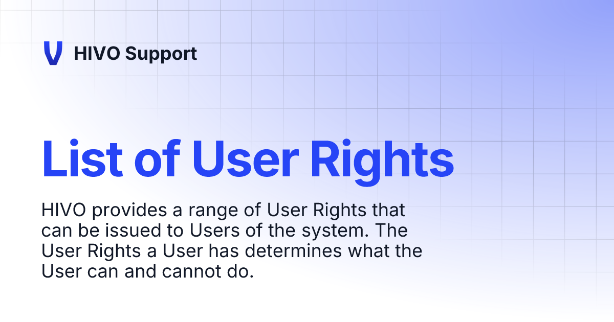 List of User Rights | HIVO Support